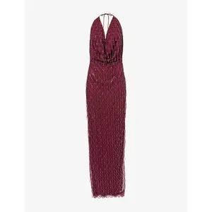ROTATE BY BIRGER CHRISTENSEN Halterneck Open-back Sequin-embellished Maxi Dress