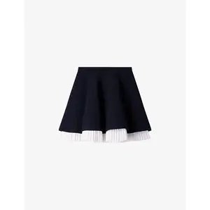 Sandro Flared Elasticated-waist Knitted Mini Skirt - Black