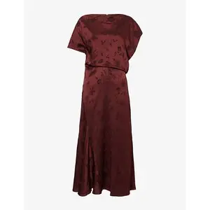 Erdem Floral Jacquard Satin Midi Dress - Bordeaux