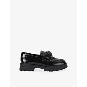 Kurt Geiger Eagle Crystal Patent Leather Loafers - Black