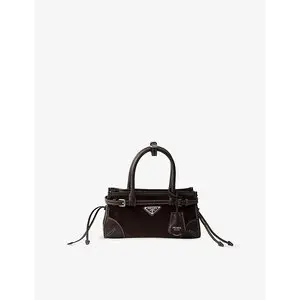 Prada Bonnie Small Corduroy And Leather Top-handle Bag - Brown