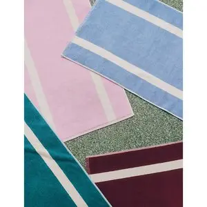 HAY Striped Cotton Bath Mat - Cool Pink