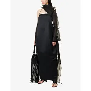 REEM ALKANHAL Half-sleeve Semi-sheer Silk Bolero Top