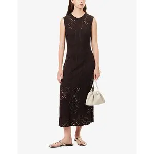 ME+EM Open-knit Crochet Cotton Midi Dress