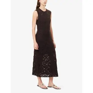 ME+EM Open-knit Crochet Cotton Midi Dress