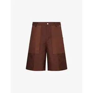 Casablanca Monogram Print Patch Pocket Cargo Shorts - Brown