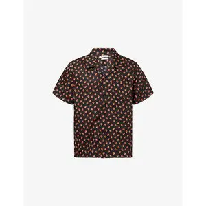 JW Anderson Camp-collar Short-sleeve Cotton Shirt - Black Red