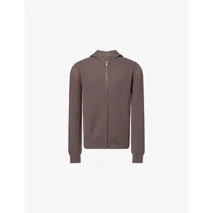 Rick Owens Rib-knit Zip-up Hoody - Dark Dust