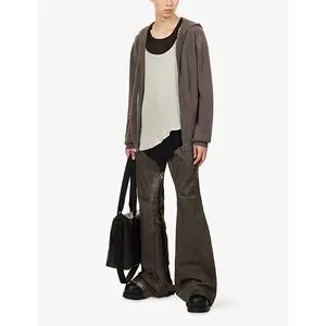 Rick Owens Rib-knit Zip-up Hoody - Dark Dust