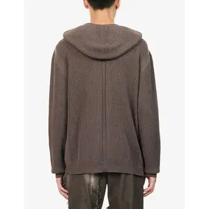 Rick Owens Rib-knit Zip-up Hoody - Dark Dust