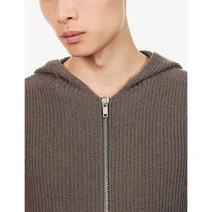 Rick Owens Rib-knit Zip-up Hoody - Dark Dust