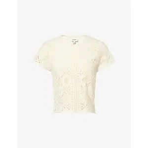 ME+EM Open-knit Crochet Cotton Top - Cream