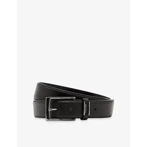 REISS Finch Branded-buckle Leather Belt - Black