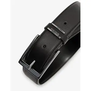 REISS Finch Branded-buckle Leather Belt