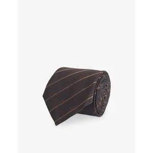 Corneliani Striped Silk Tie - Brown