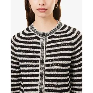 ME+EM Striped Cotton-blend Cardigan