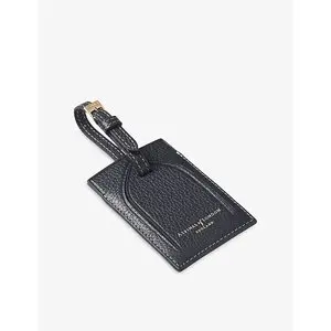 ASPINAL OF LONDON Hudson Leather Luggage Tag - Navy