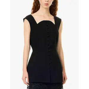 Mona Alshebil Structured Button-front Crepe Top