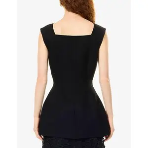 Mona Alshebil Structured Button-front Crepe Top