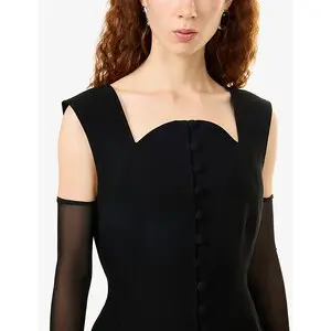 Mona Alshebil Structured Button-front Crepe Top