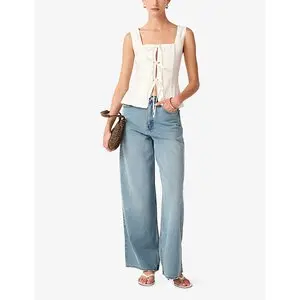 OMNES Tie-front Linen-blend Top