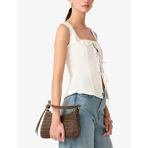 OMNES Tie-front Linen-blend Top