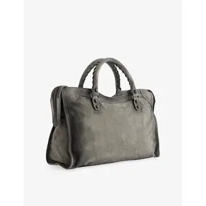 Balenciaga Le City Medium Suede Shoulder Bag