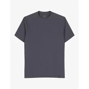 Boggi Milano Short-sleeved Branded-tab Stretch-cotton T-shirt - Dark Grey