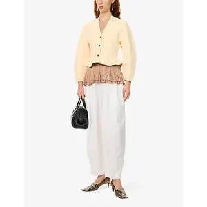 ASHLYN Ruffle Woven Cardigan - Cream