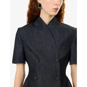 Mona Alshebil Hourglass Double-breasted Denim Blazer