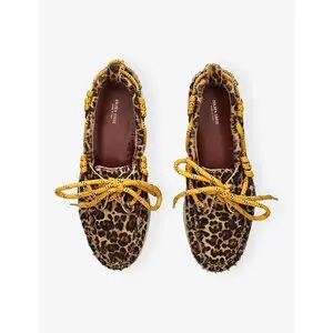 GOLDEN GOOSE Leopard Print Leather Boat Shoes