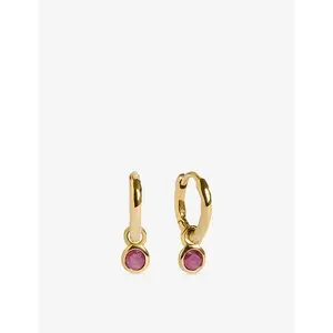 Monica Vinader 18ct Yellow Vermeil And Ruby Huggie Earrings - Gold