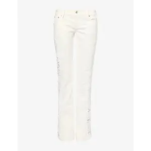JADED LONDON Lace-trim Bootcut Denim Jeans - White