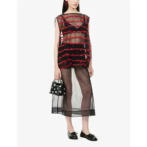 Simone Rocha Ripple Sheer Mesh Midi Skirt