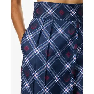 ARAM Pleated Monogram Print Tweed Wide-leg Trousers