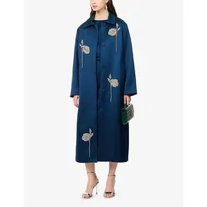 Erdem Floral Crystal-embroidered Satin Coat