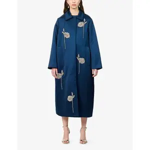 Erdem Floral Crystal-embroidered Satin Coat