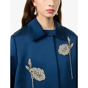 Erdem Floral Crystal-embroidered Satin Coat