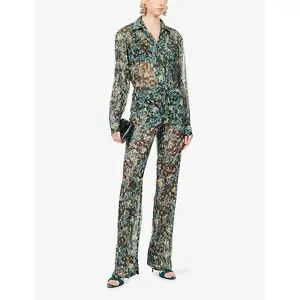 Dries Van Noten Floral-print Pleated Woven Trousers - Sky