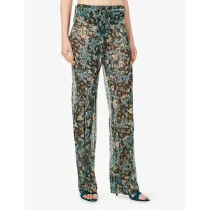 Dries Van Noten Floral-print Pleated Woven Trousers - Sky