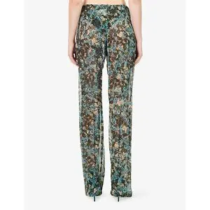 Dries Van Noten Floral-print Pleated Woven Trousers - Sky