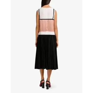 Marni Color-block Bow Satin Midi Dress