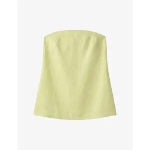OMNES Strapless Linen-blend Top