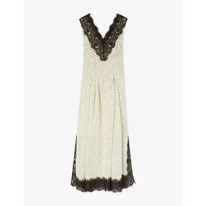Whistles Polka-dot Lace-trim Woven Maxi Dress - Yellow