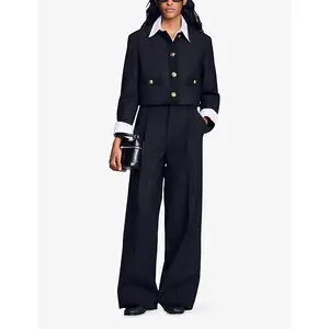 Sandro Pinstriped Wide-leg Woven Trousers