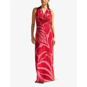 RO&ZO Floral Print Halterneck Woven Maxi Dress