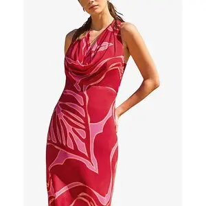RO&ZO Floral Print Halterneck Woven Maxi Dress