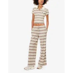 THE COUTURE CLUB Striped Wide-leg Jersey Jogging Bottoms