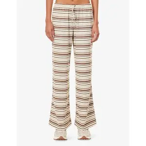 THE COUTURE CLUB Striped Wide-leg Jersey Jogging Bottoms
