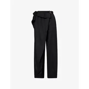 JW Anderson Fold-over Wool Trousers - Black